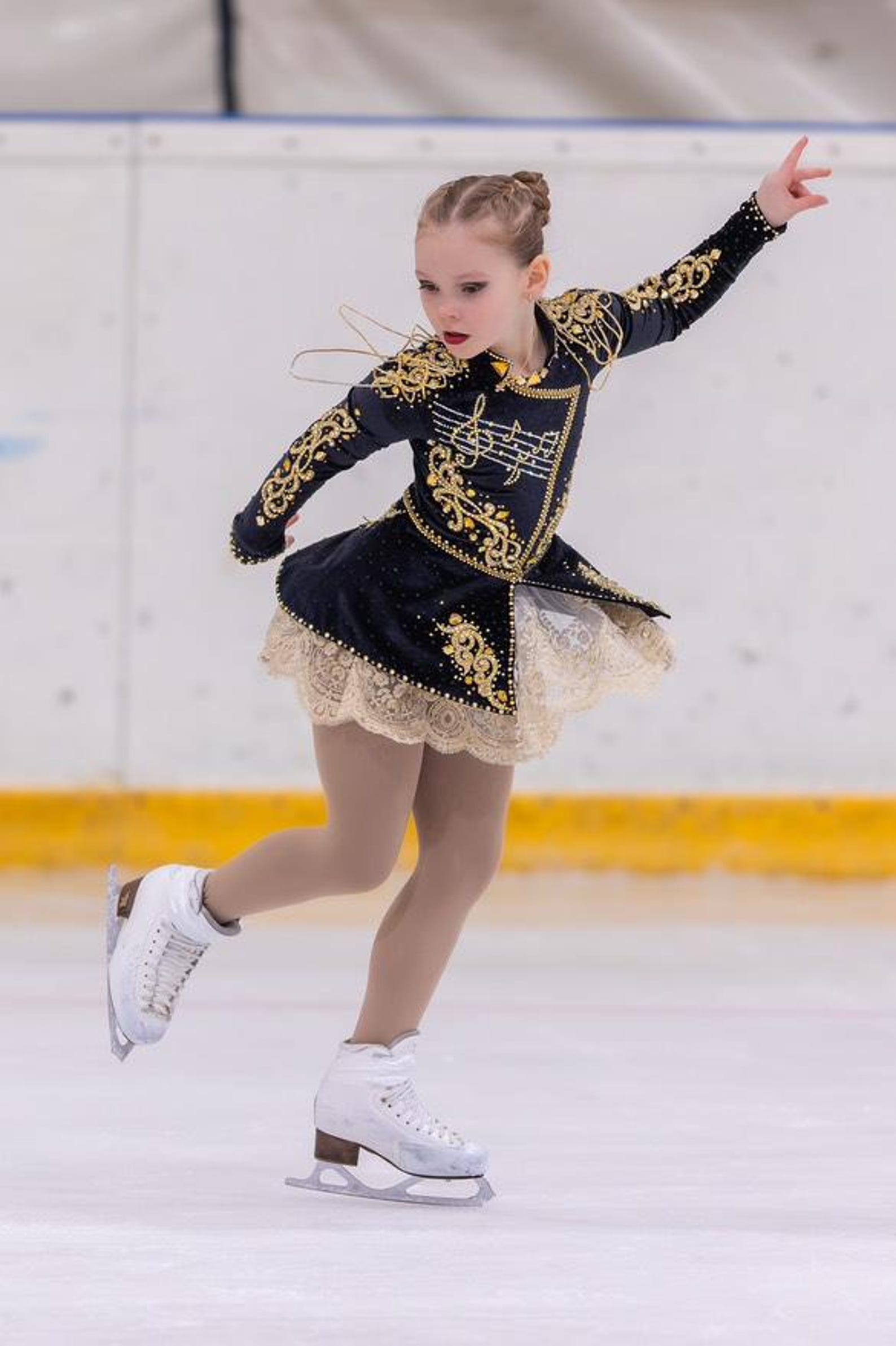 Black With Gold Ice Skating Dress Classical Music Figure Skating Dress ...