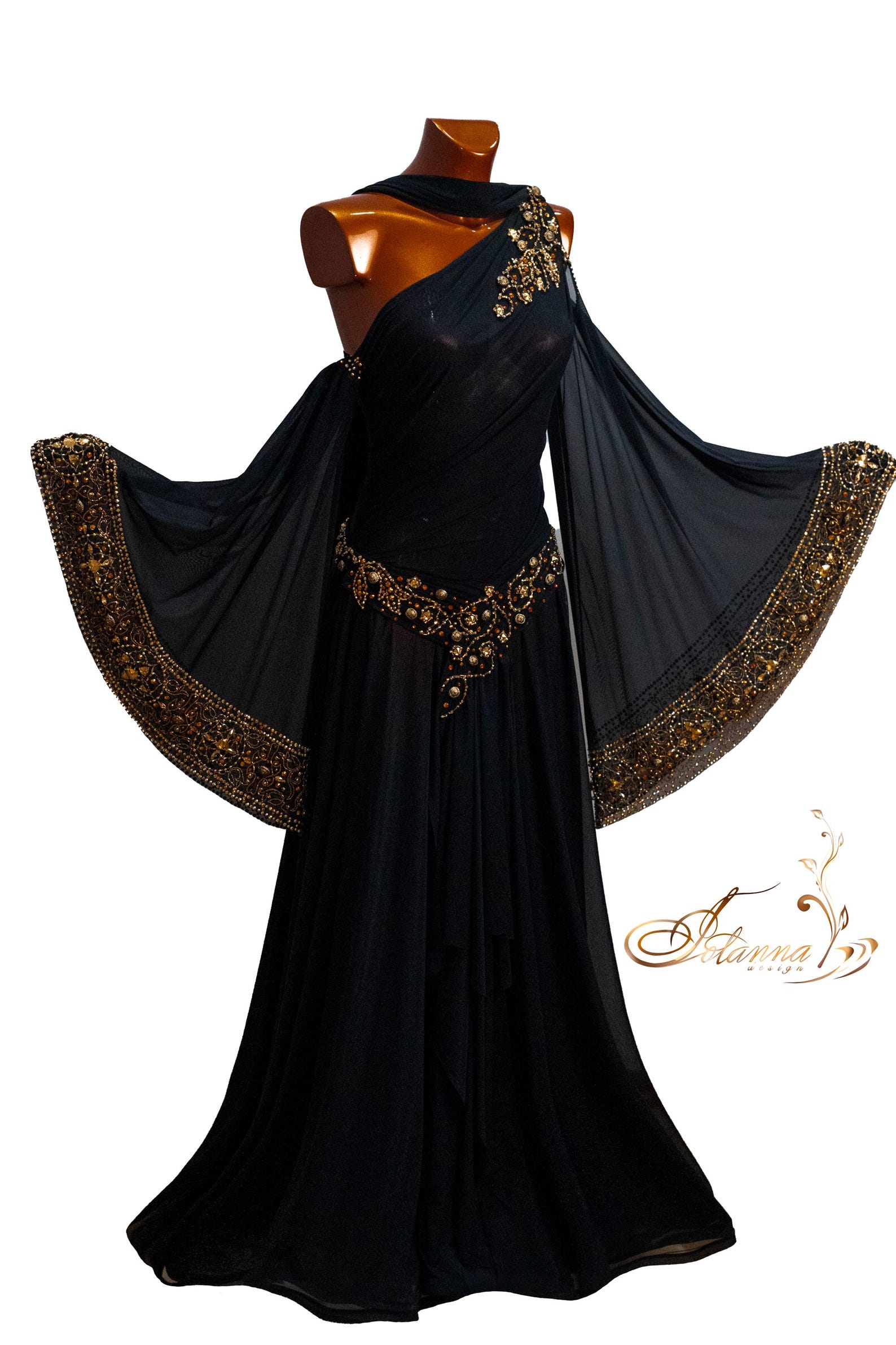 Black Ballroom Competition Dress Elegant American Smooth Gown for Dance ...