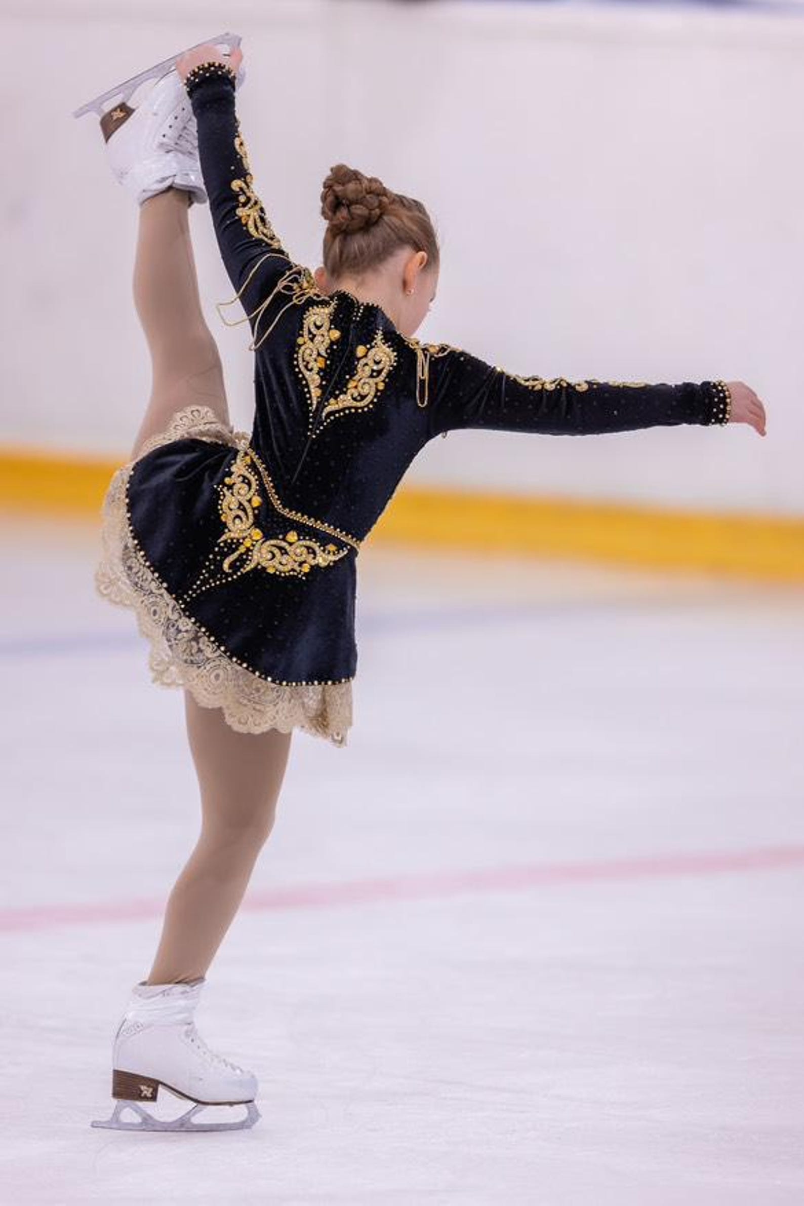 Black With Gold Ice Skating Dress Classical Music Figure Skating Dress ...