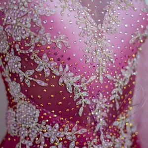 Pink Rose Ice Skating Dress: Shimmering Floral Crystals, Elegant ...