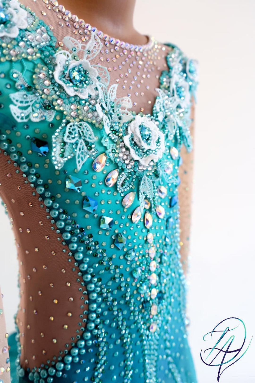 Custom Turquoise Figure Skating Dress, Sparkling Competition Costume ...