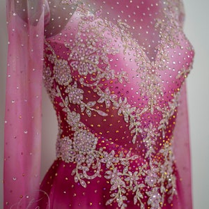 Pink Rose Ice Skating Dress: Shimmering Floral Crystals, Elegant ...