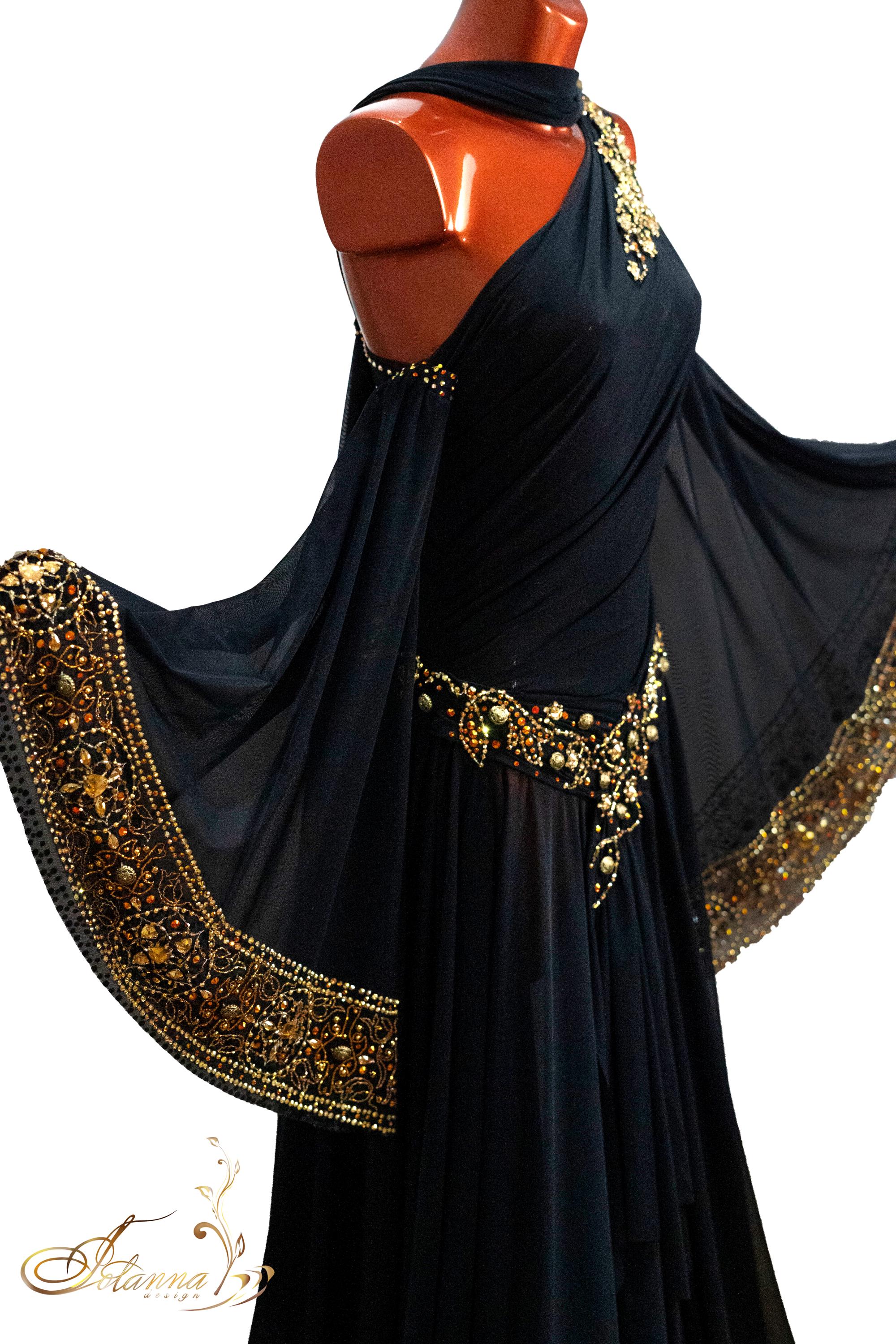 Black Ballroom Competition Dress Elegant American Smooth Gown for Dance ...