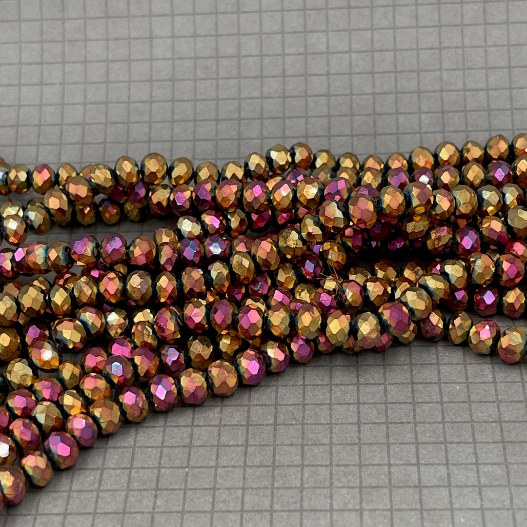 Red Gold Crystal Beads 6mm – Metallic Crystal Rondelle 6x4mm – Full ...
