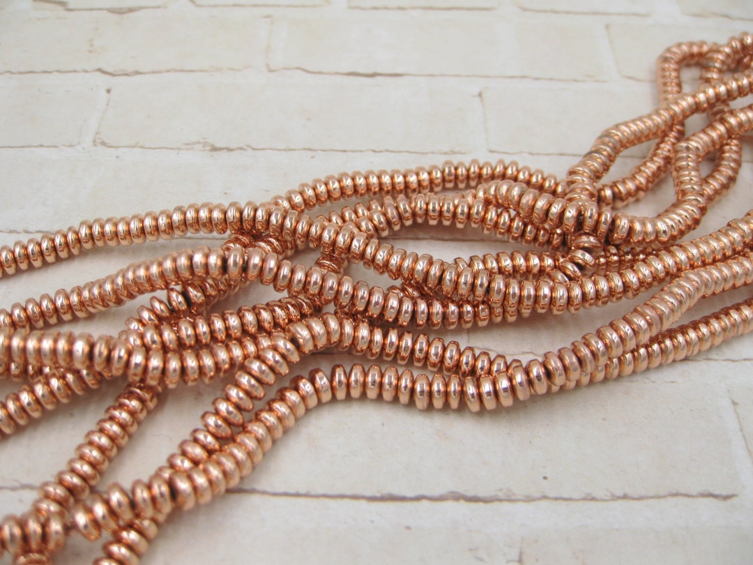 Perla de hematita de oro rosa Rondelle metálica de oro rosa Rondelle de ...