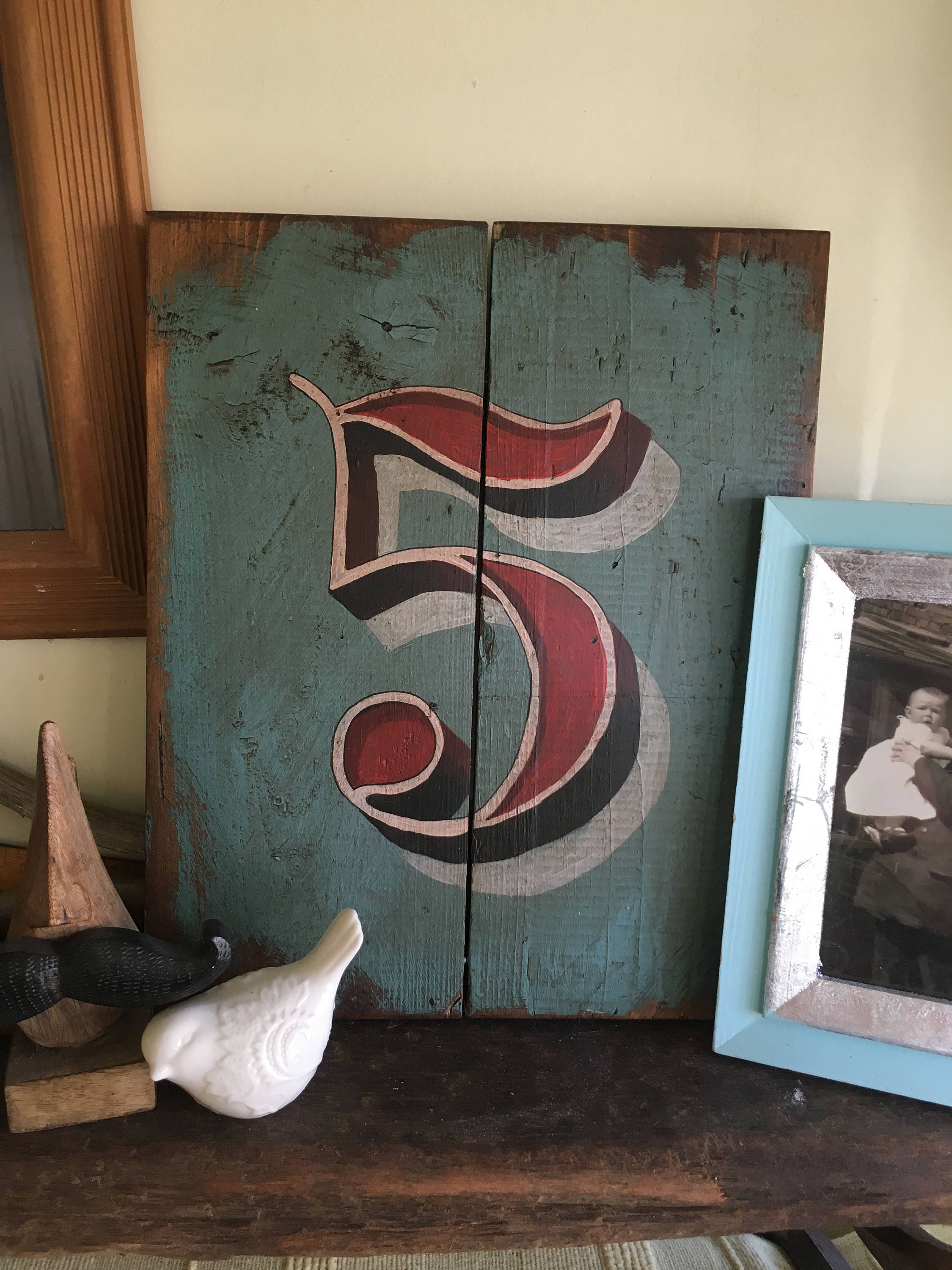 Small Wooden Number 5 Five Single Letter Home Decor Fun Shabby Chic ...