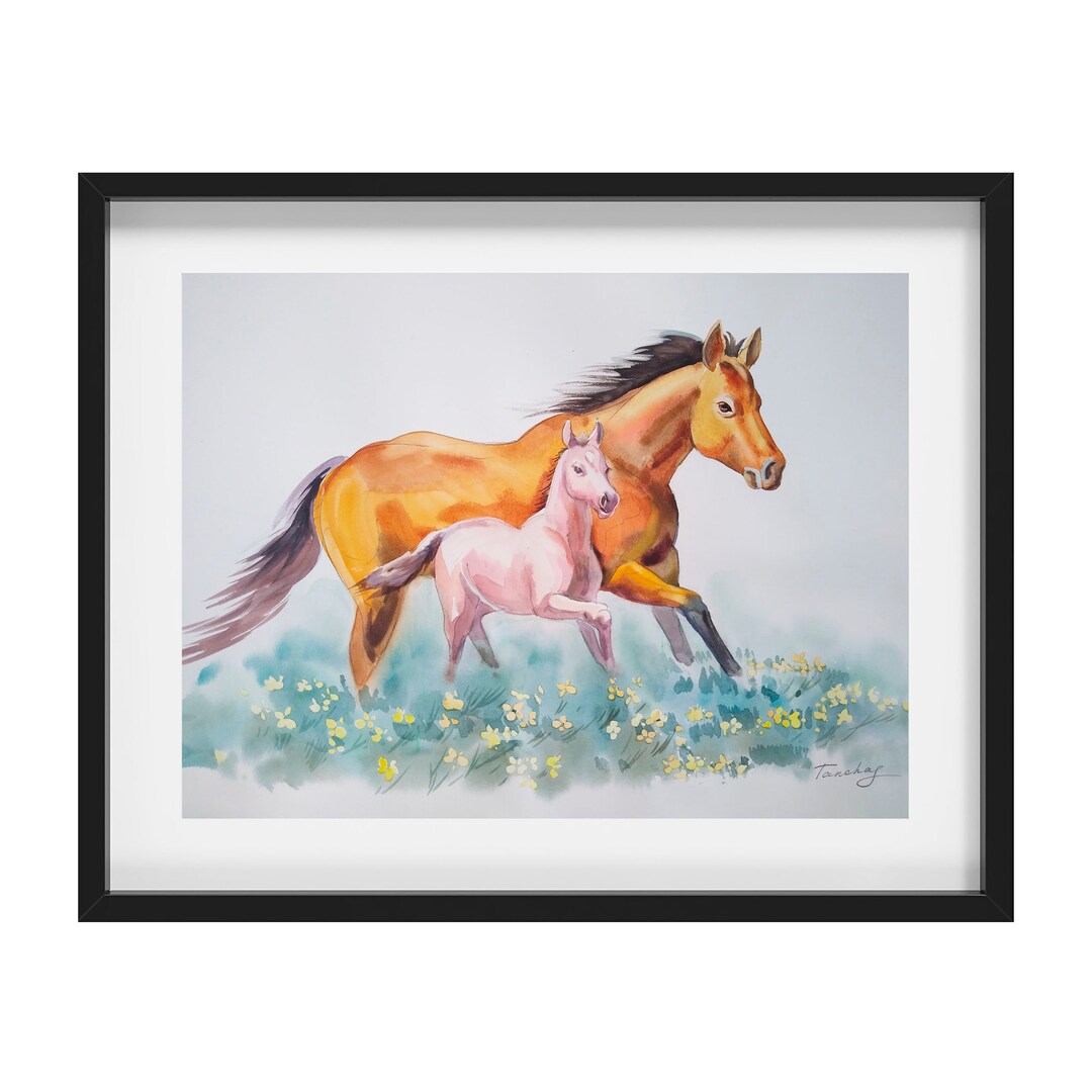 Red Horse Painting Original Watercolor Wall Art - Etsy