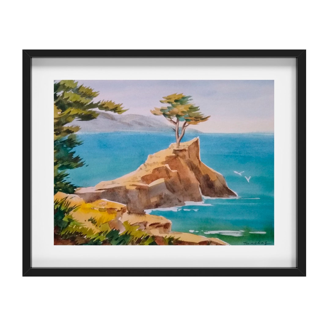 Pebble Beach Lone Cypress Tree Original Watercolor, California ...
