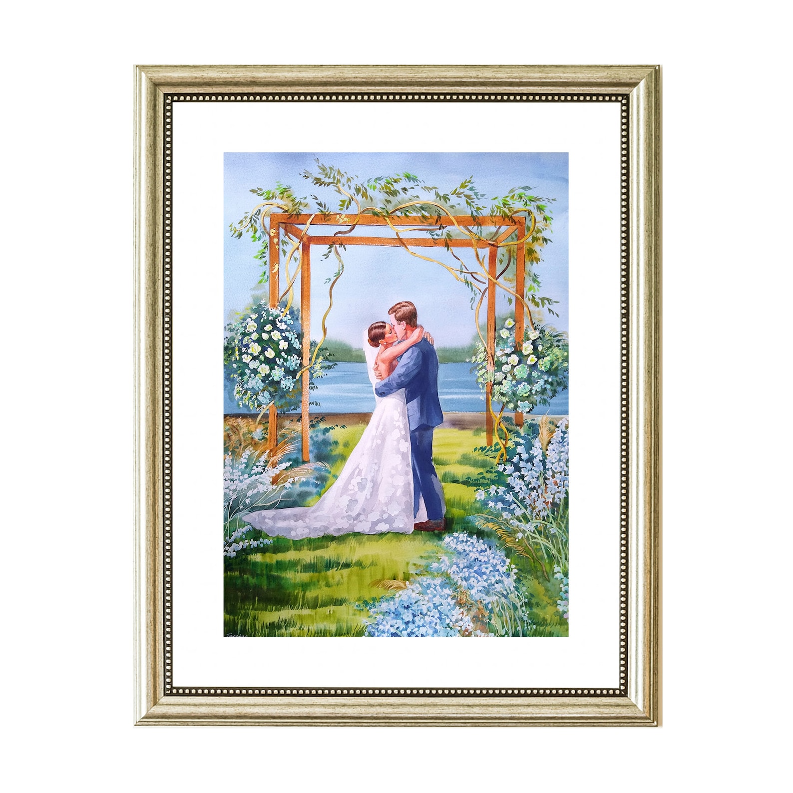 Custom Wedding Venue Watercolor Painting: Personalized Bride & Groom ...