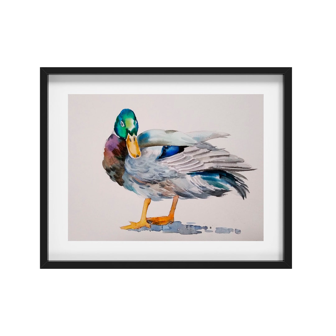 Duck Original Watercolor , Bird Painting, HAND-PAINTED Size 9x12 Inches ...