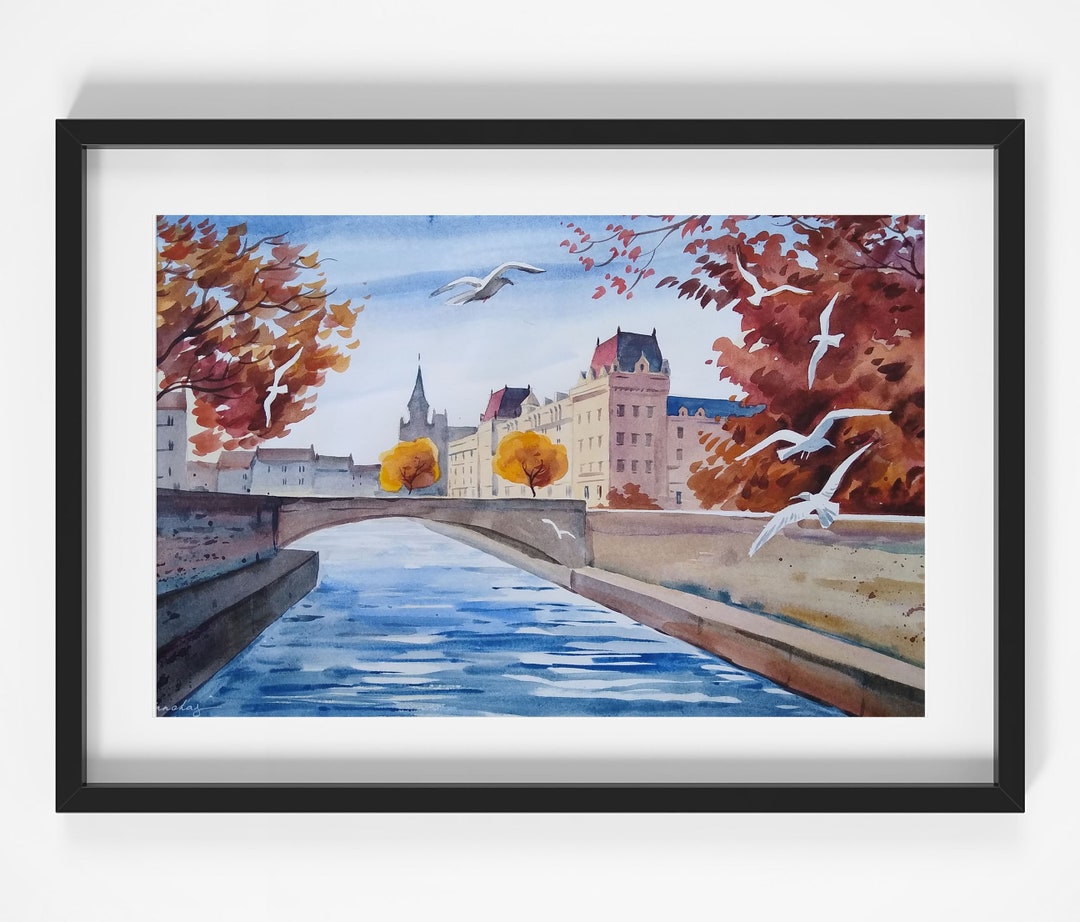 Paris Original Watercolor Painting, France Landscape Painting. - Etsy