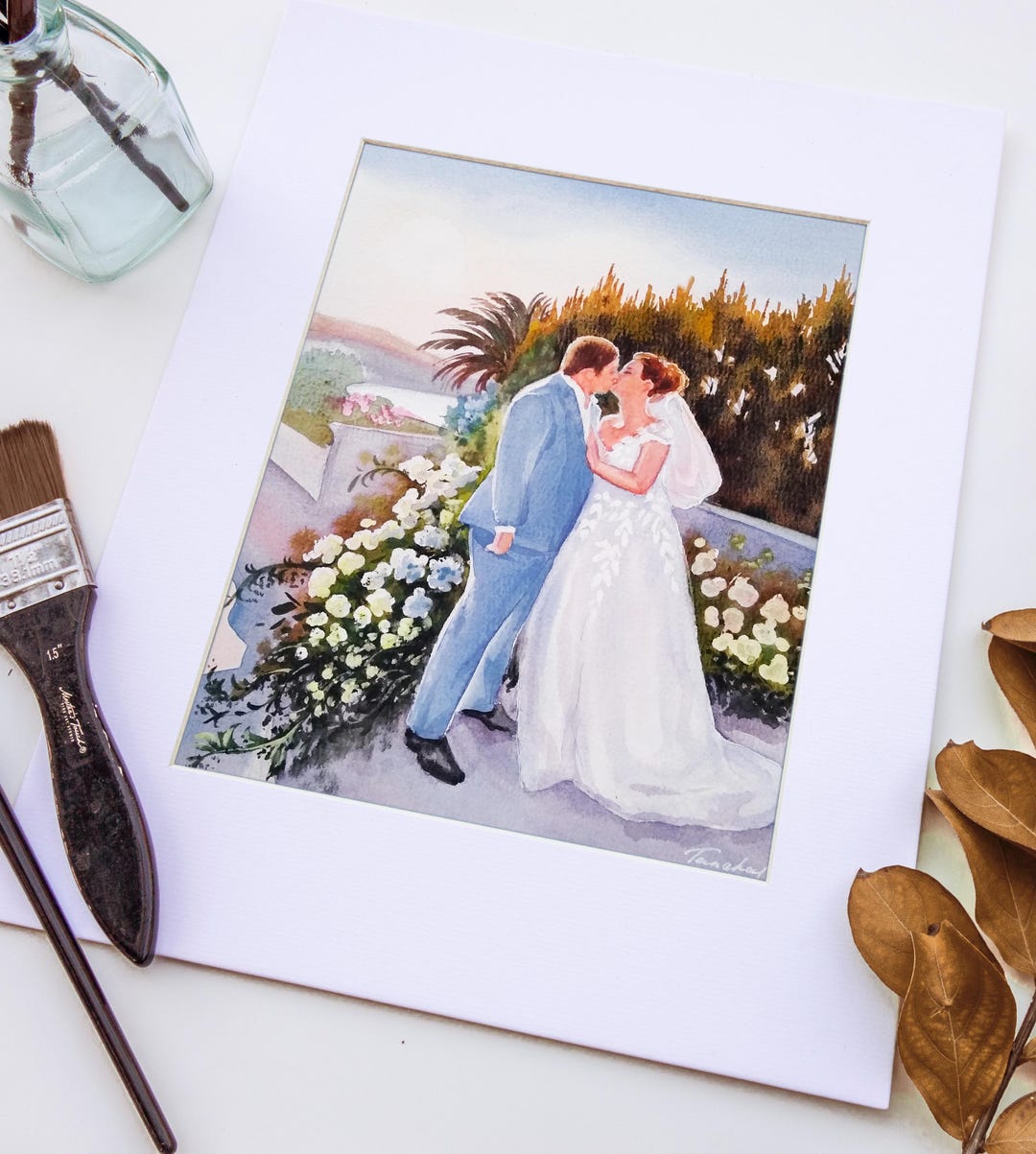 Custom Wedding Watercolor Painting: Venue Portrait, Bride & Groom Gift ...