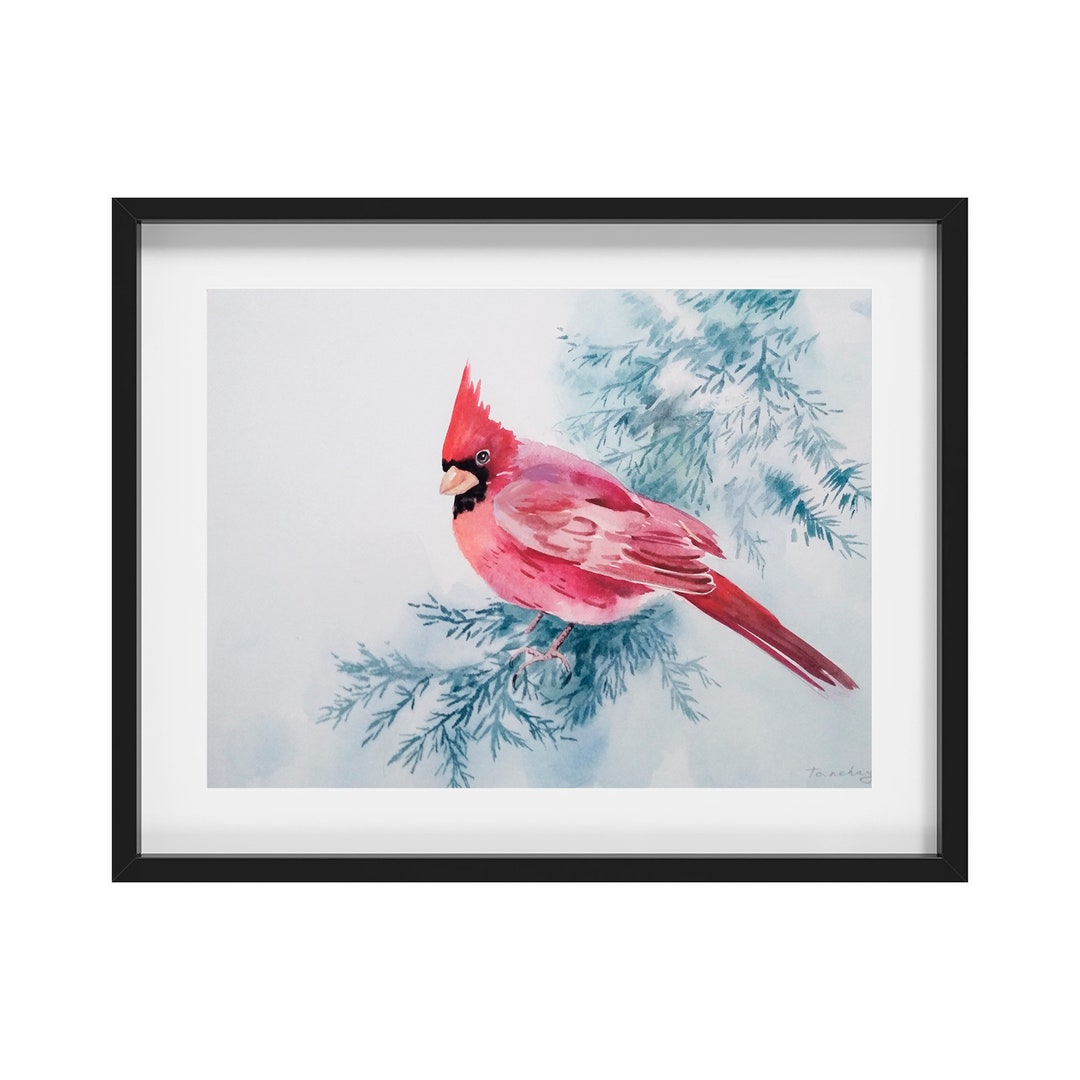 Cardinal Birds Painting, Original Watercolor , Home Décor, Gift Artwork ...