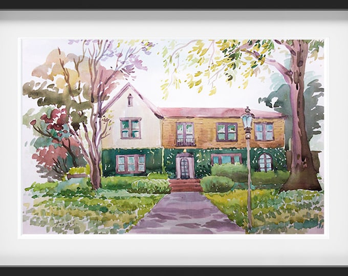 Custom House Portrait, Hand Painted House Drawing, Realtor Closing Gift ...