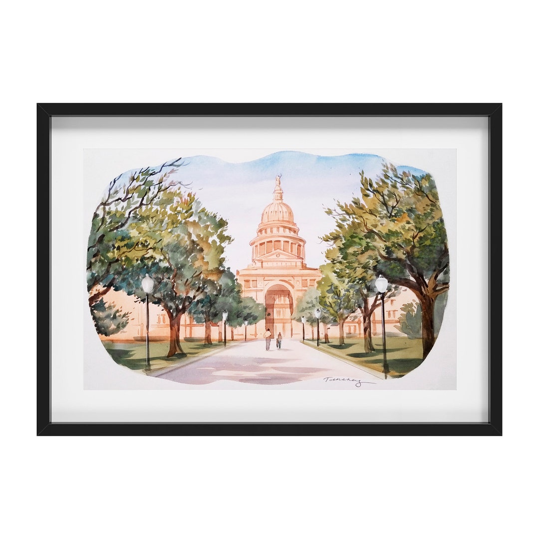 Texas State Capitol, Austin Landscape Painting, - Etsy