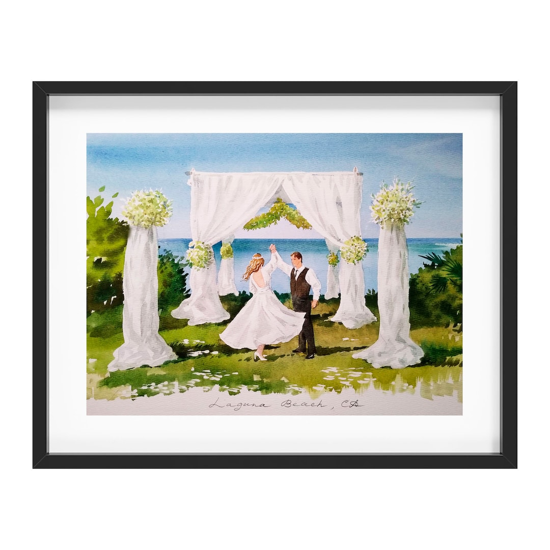 Custom Wedding Hand-painted Watercolor, Wedding Venue Drawing, Ceremony ...