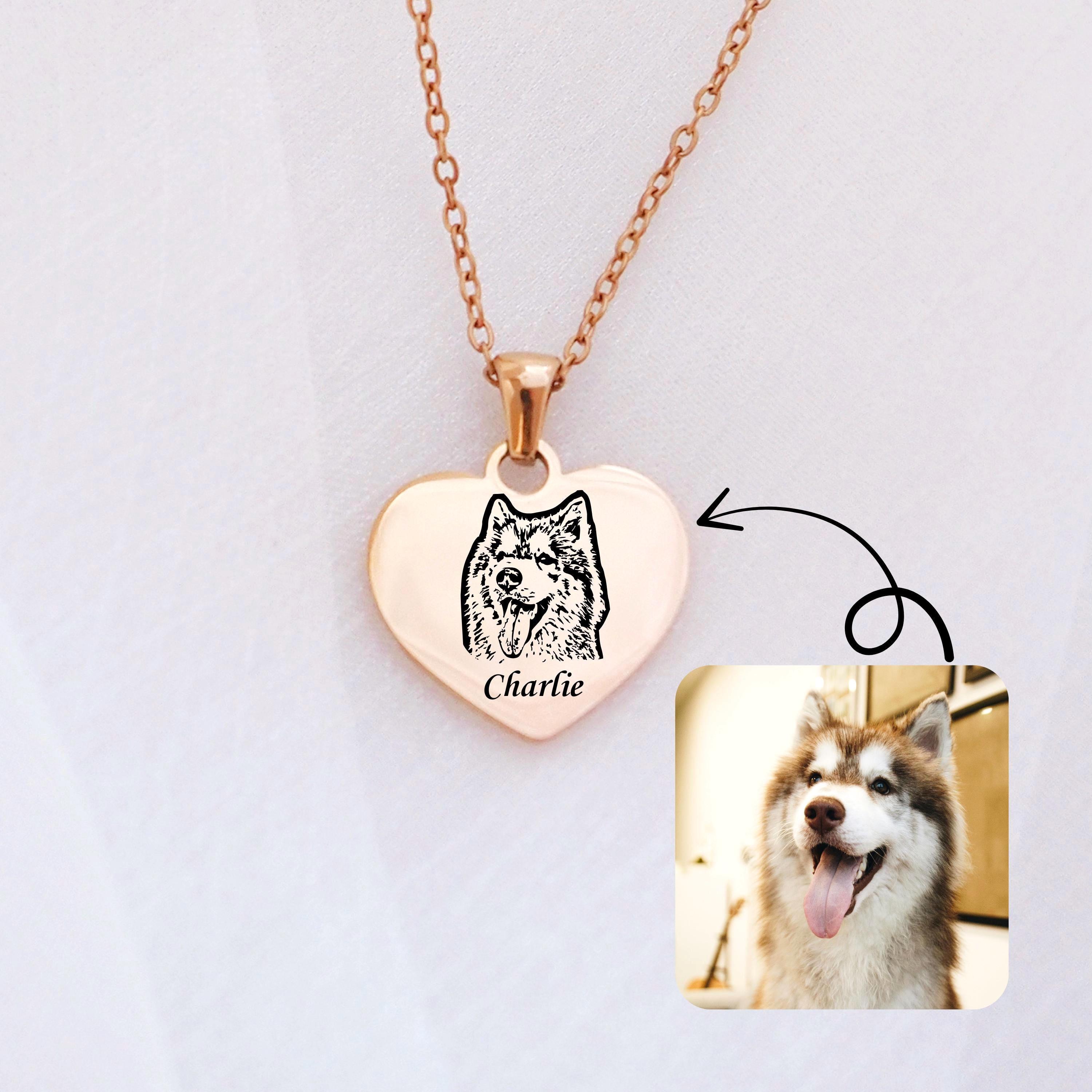 Personalized Pet Memorial Jewelry Engraved Dog Photo Pendant Gift ...