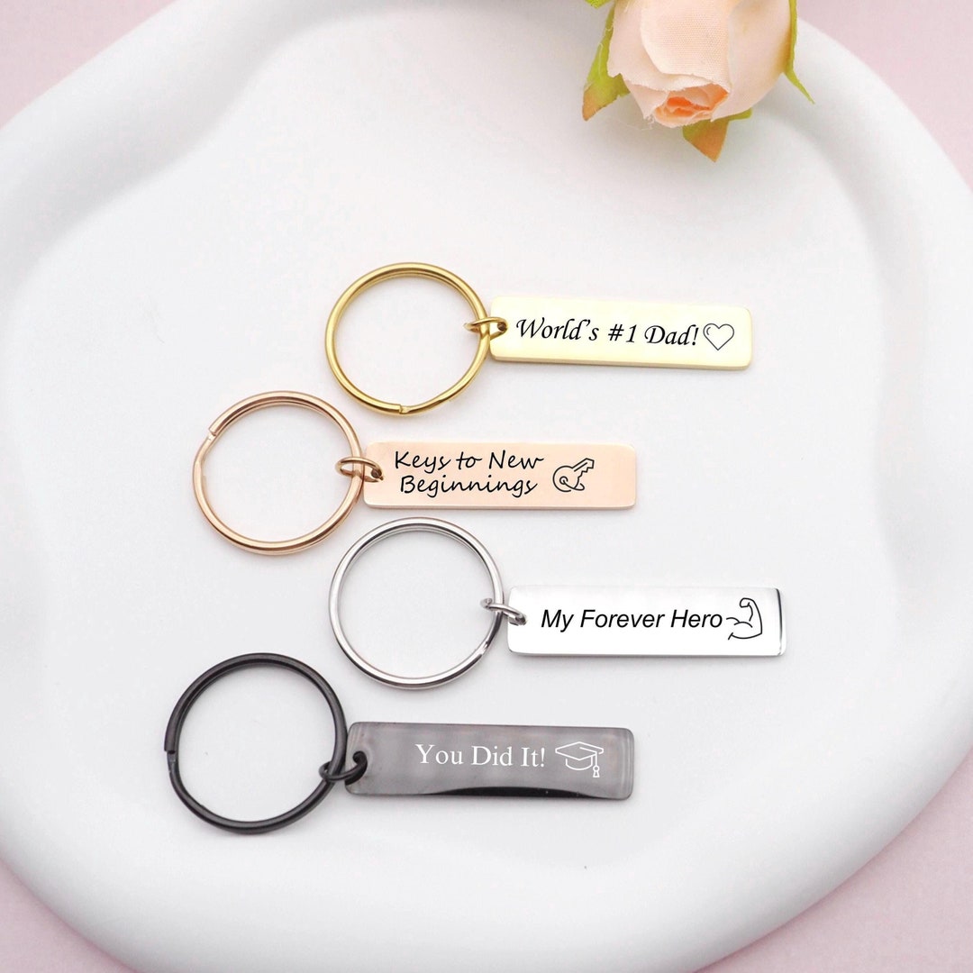 Personalized Keychain Custom Engraved Keyring for Men Key Accessary for ...