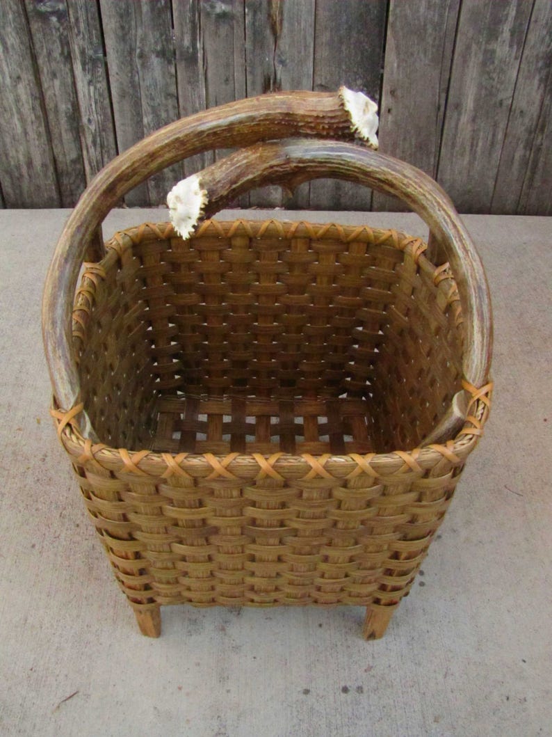 Handmade Reed Basket With Mule Deer Antler Handles Wool - Etsy UK
