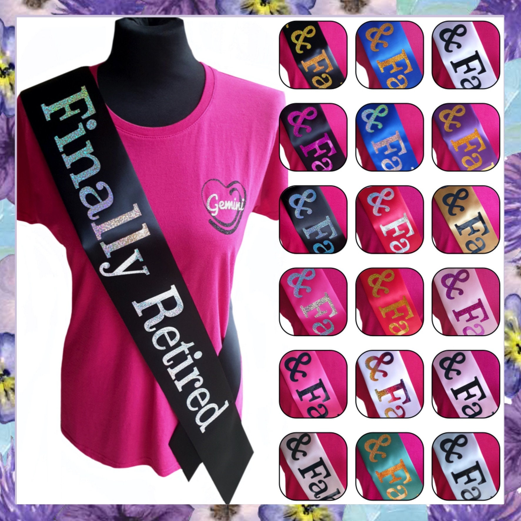 Retirement Sashes Choose Your Colour and Design High | Etsy