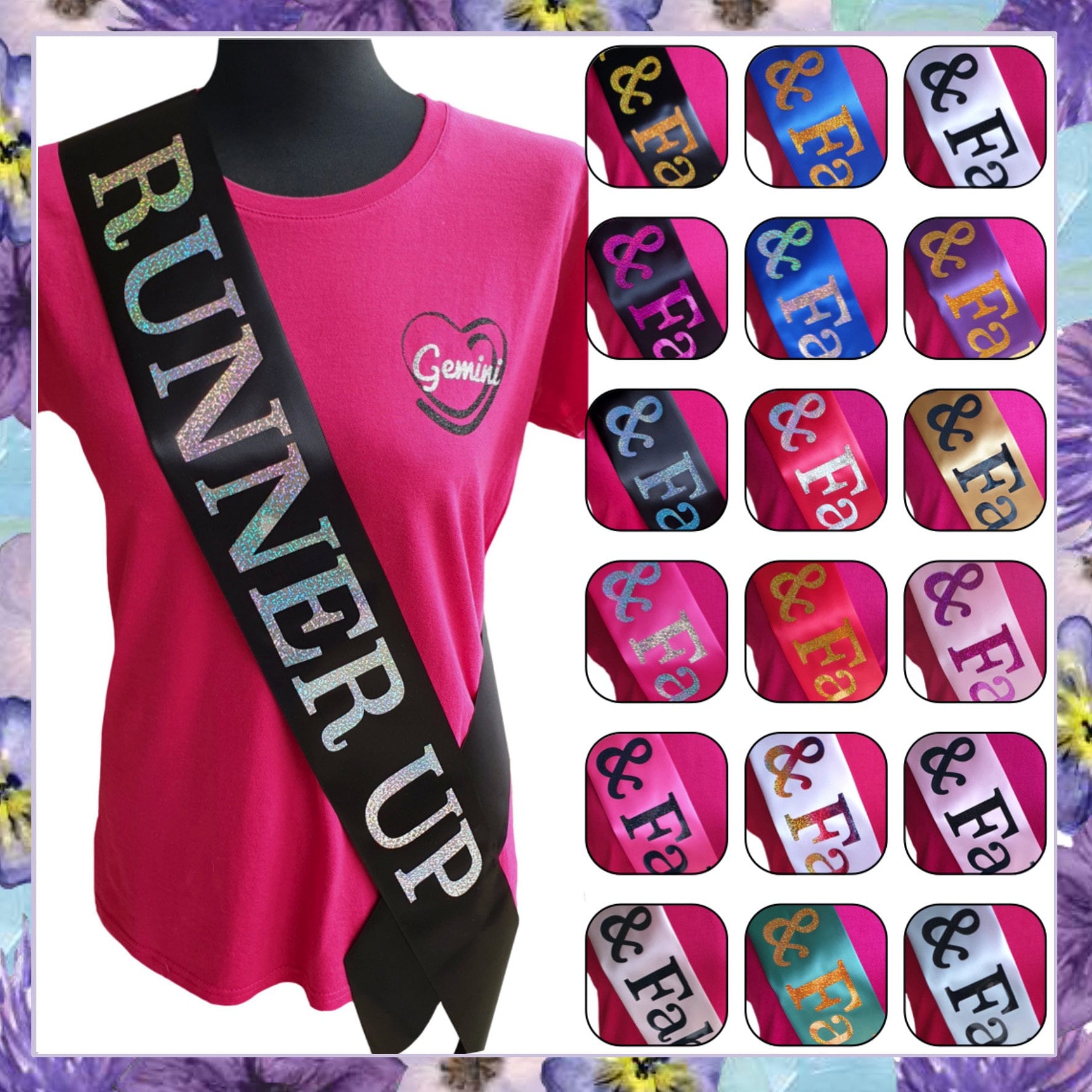 Competition Sashes High Quality Ribbon With Glitter | Etsy