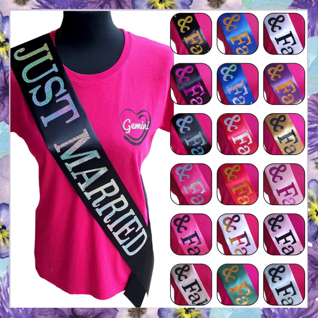 Just Married Sash - Choose Your Colour - High Quality Ribbon With ...