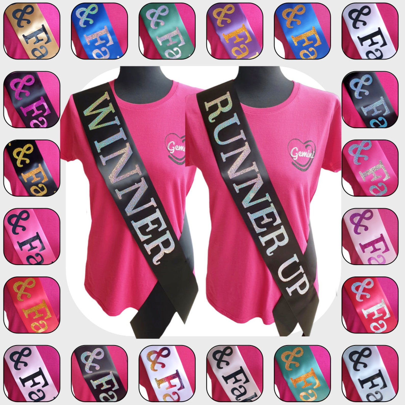 Competition Sashes - High Quality Ribbon With Glitter Holographic ...