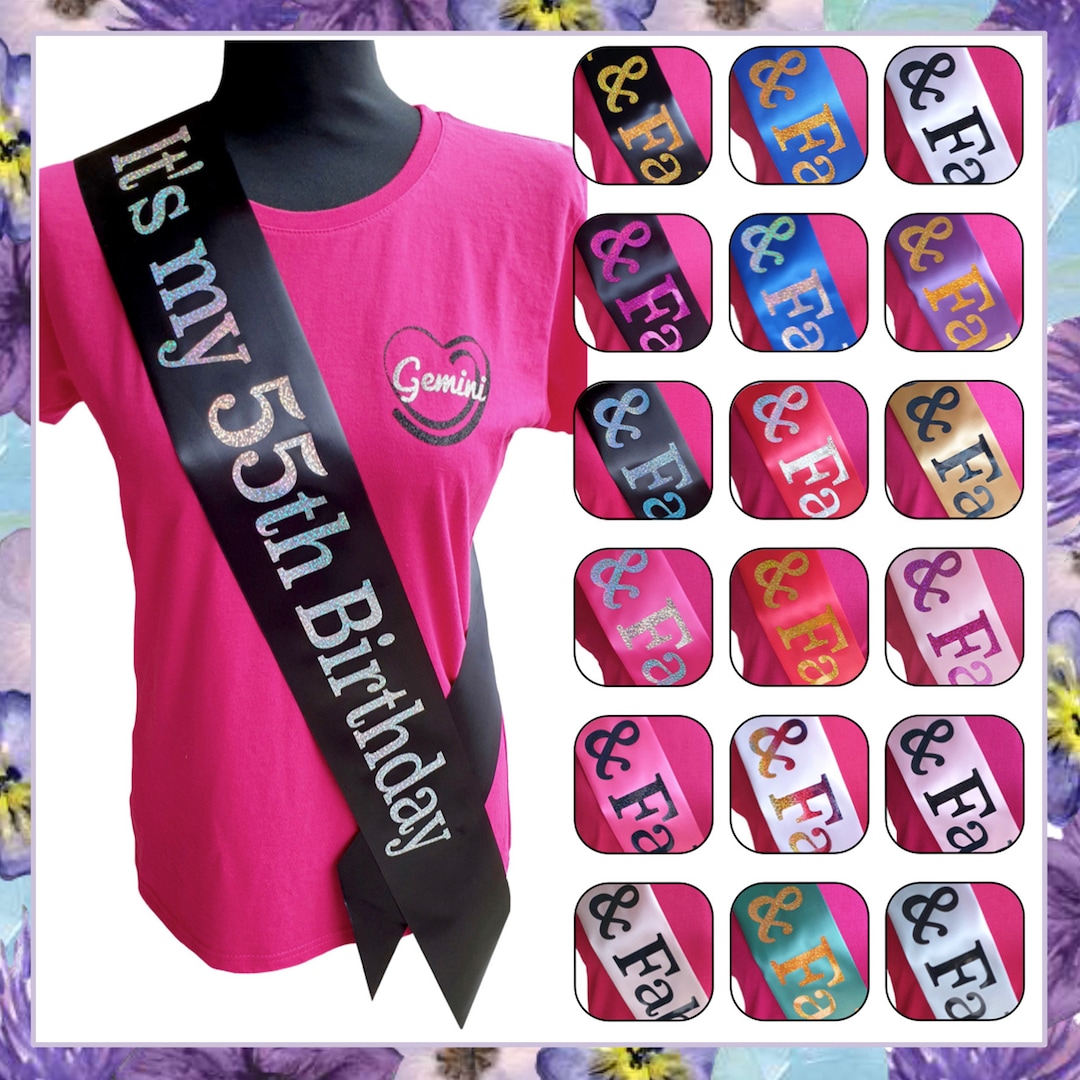 Its My 55th Birthday Sash - 55 Glitter Sash - Your Choose the Colour ...