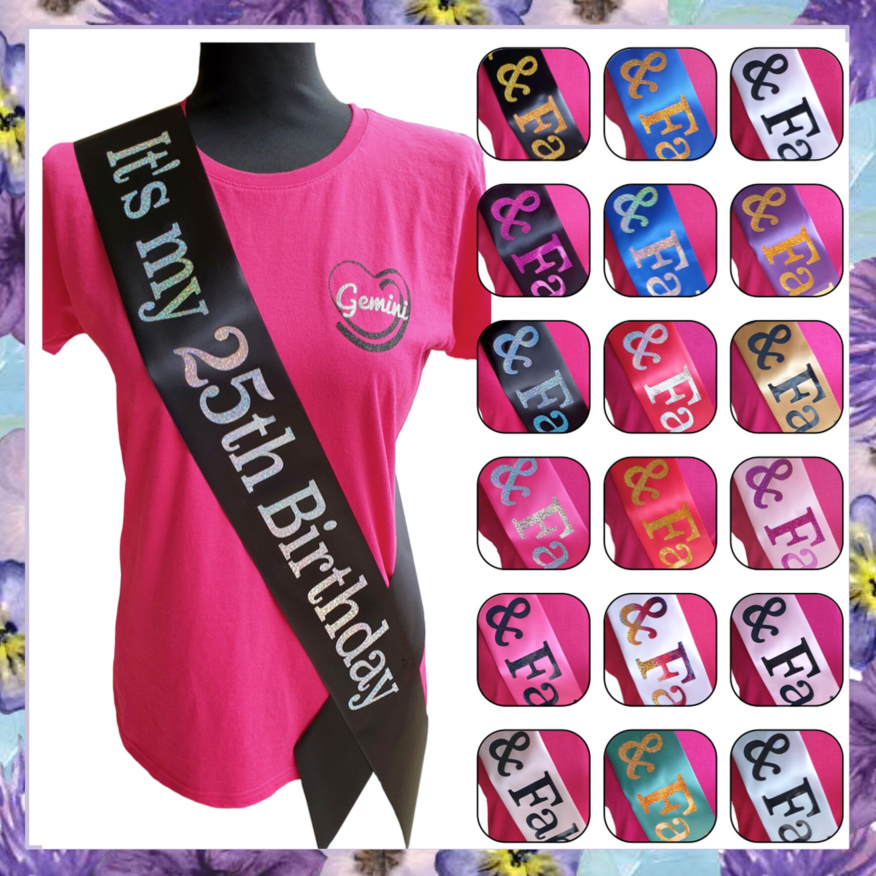 Its my 25th Birthday Sash Glitter 25 Sash Choose Your | Etsy