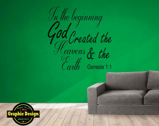 Wall Art Decal in the Beginning God Created the Heavens and the Earth ...