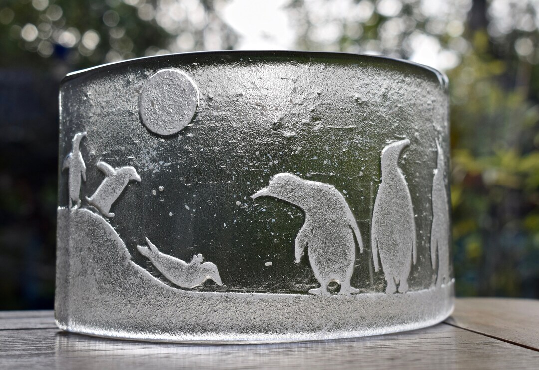 Fused Glass Candle Curve Suncatcher Penguin Playtime - Etsy
