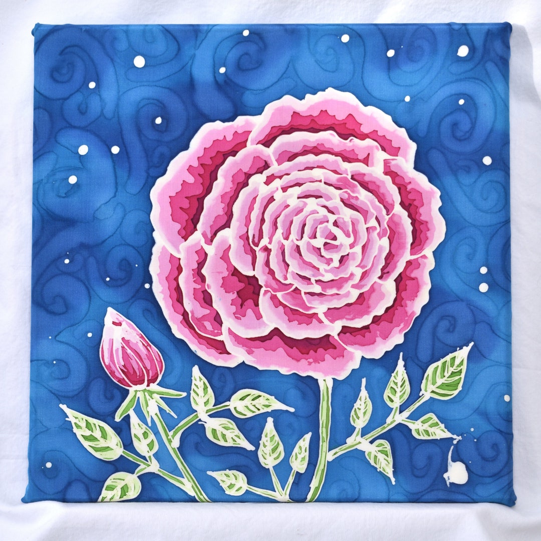 Rose and Bud Original Batik Silk Painting - Etsy