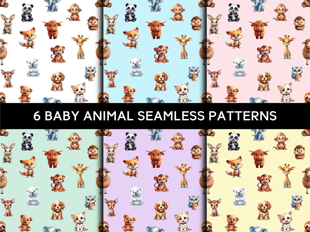 Cartoon Baby Animals Printable Digital Papers Children's - Etsy