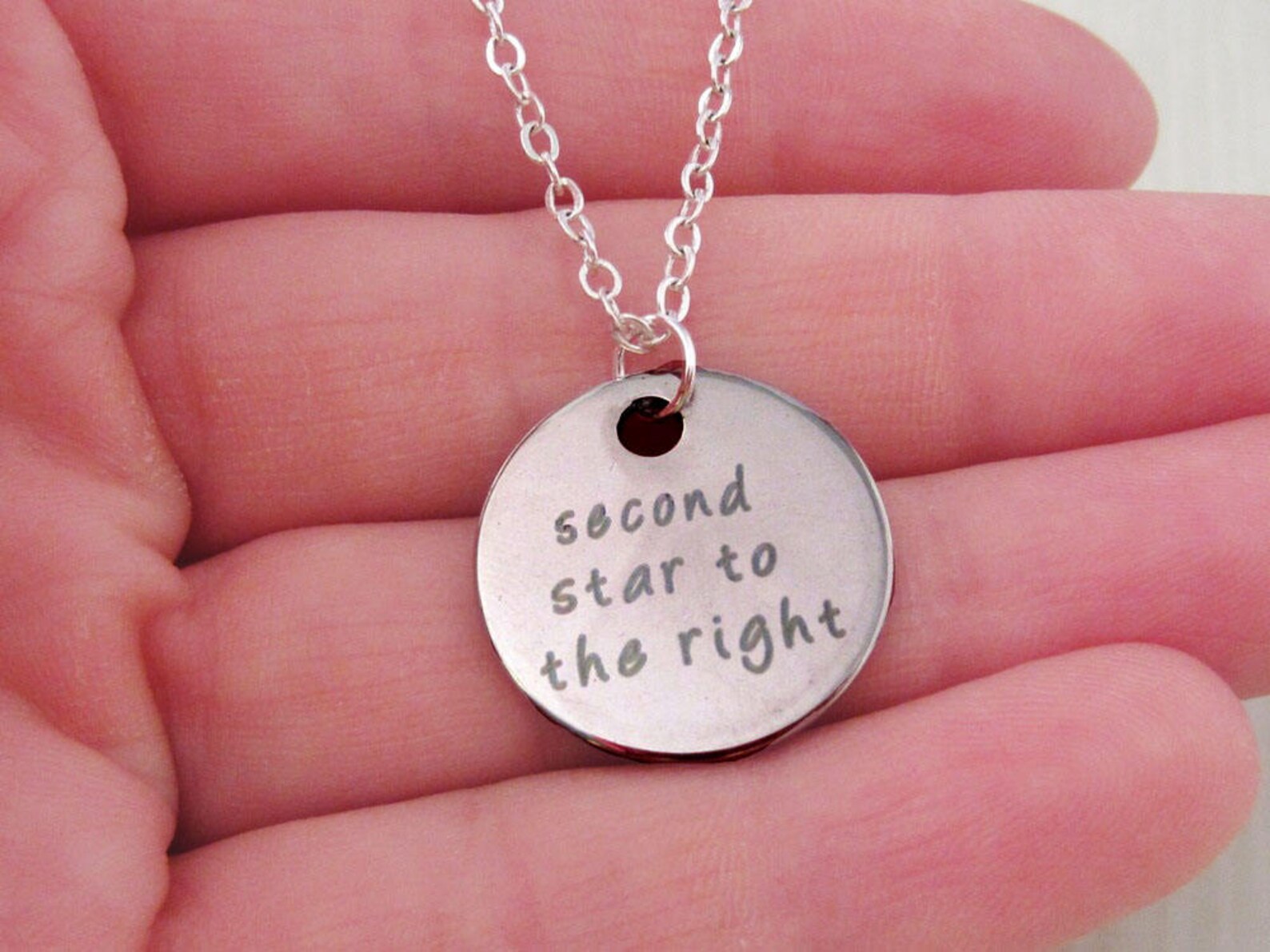 Tinkerbell Necklace Second Star to the Right Quote Charm | Etsy