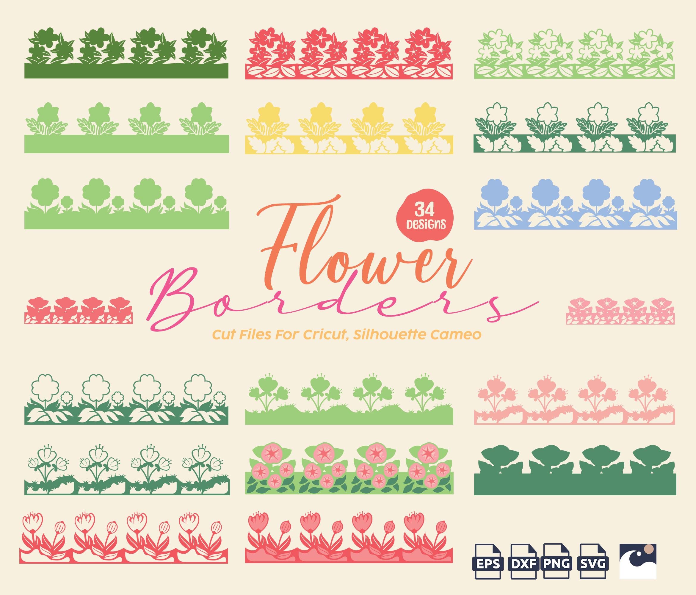Flower Borders svg png dxf, Floral, Clipart, Design, Flower Borders ...