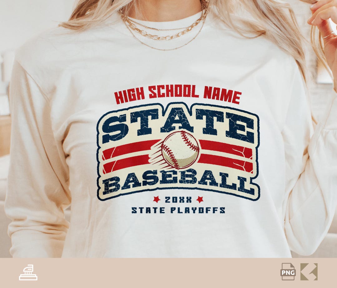 Custom Retro State Baseball Sublimation PNG, Logo Design, Playoffs ...