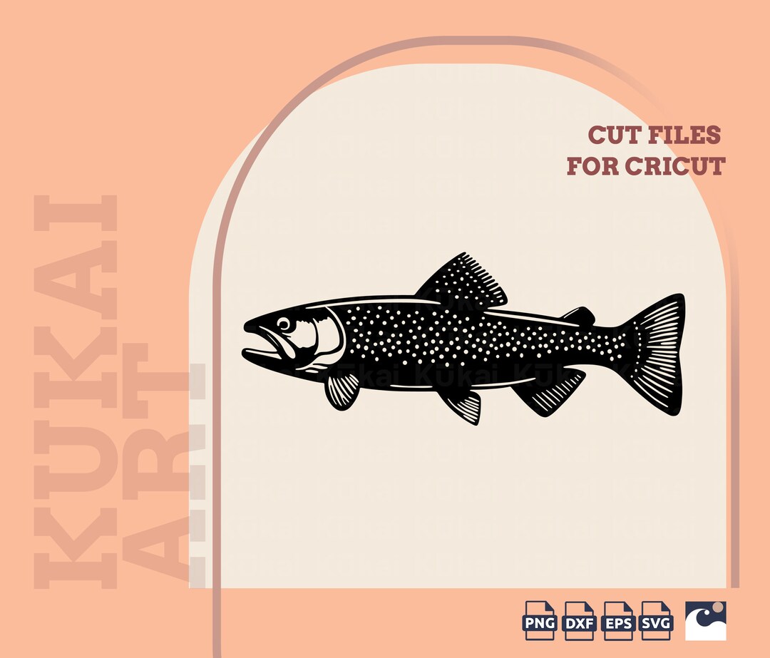 Brook Trout Svg Dxf, Fish Svg, Rainbow Trout Svg, Fishing Svg, Salmon ...