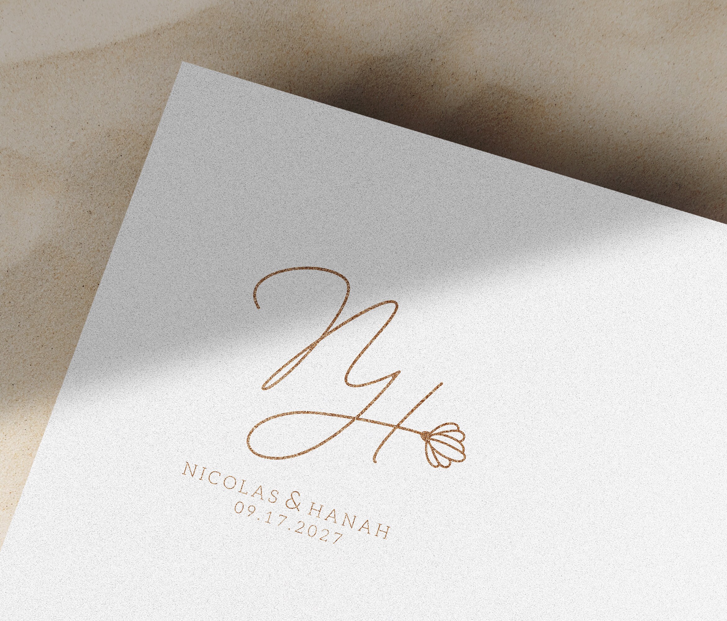 Floral Monogram, Custom Wedding Logo, Floral Letter, Flower Monogram ...