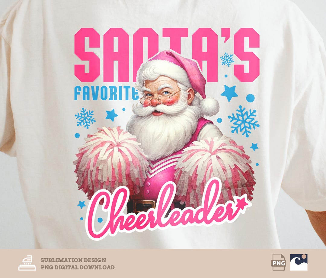 Retro Santa's Favorite Cheerleader Png, Santa Claus Png, Pink Santa ...