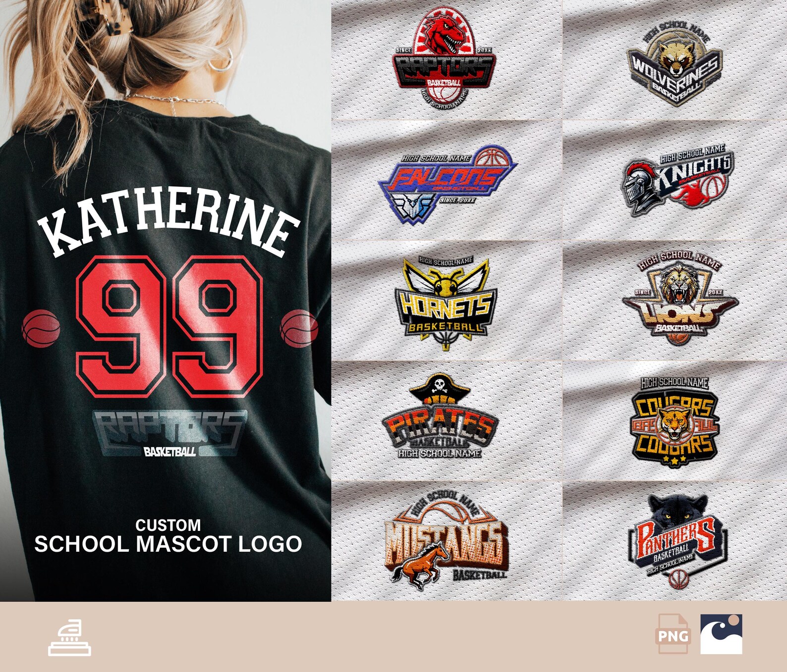 Custom High School Basketball Logo Design Png, Basketball Team Logo ...