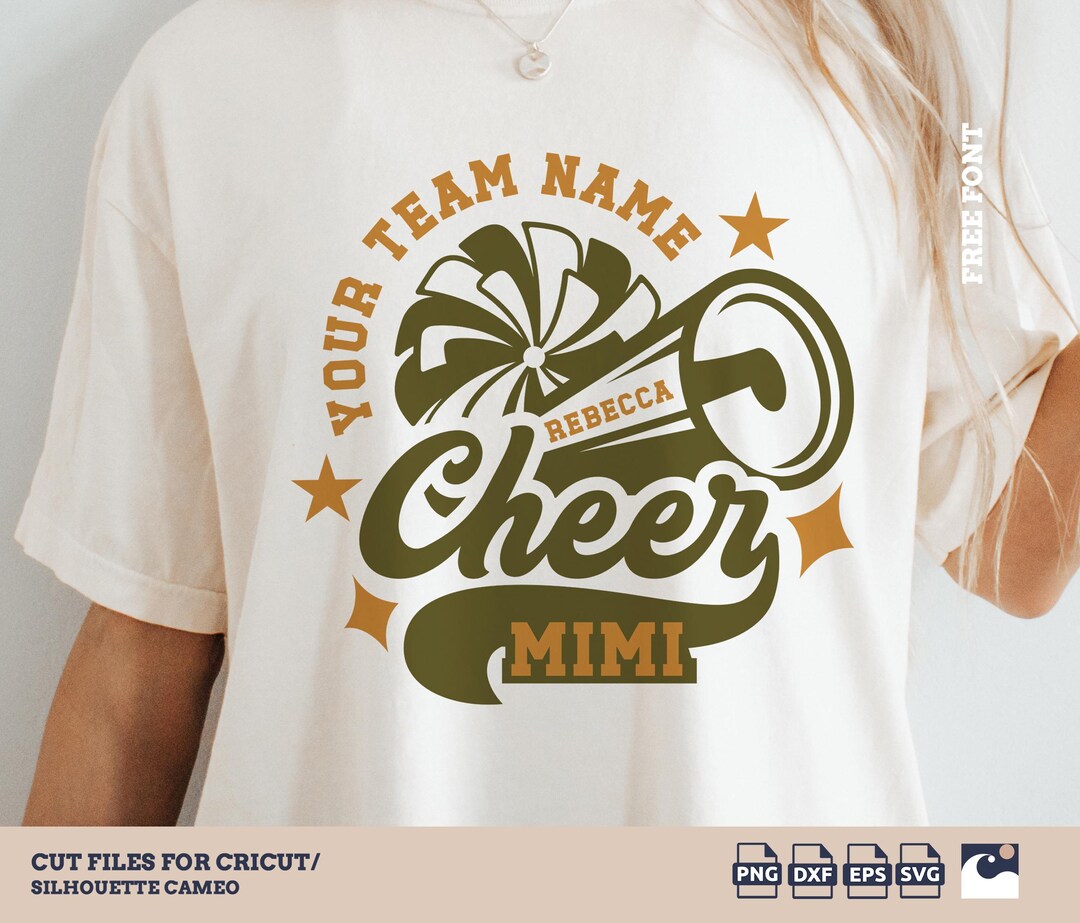 Cheer Mimi Svg Png, Shirt, Megaphone, Pom Pom, Cheerleading, Cheer ...