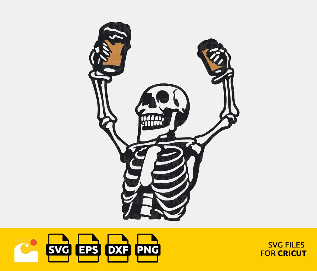 Spooky Skeleton Cheers SVG File for Cricut Perfect for - Etsy