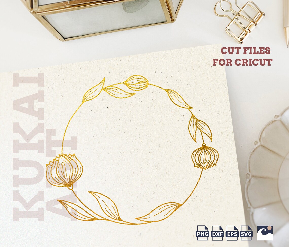 Round Floral Frame Svg, Wedding Svg, Floral Wreath Svg, Flower Frame ...