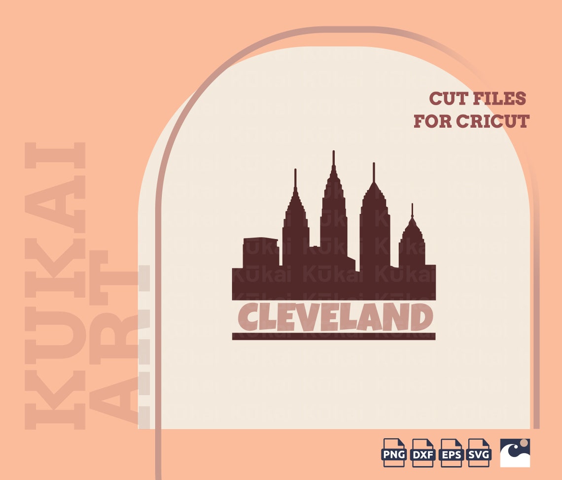 Cleveland Skyline Silhouette, Split Border, Cleveland Svg, Cityscape ...