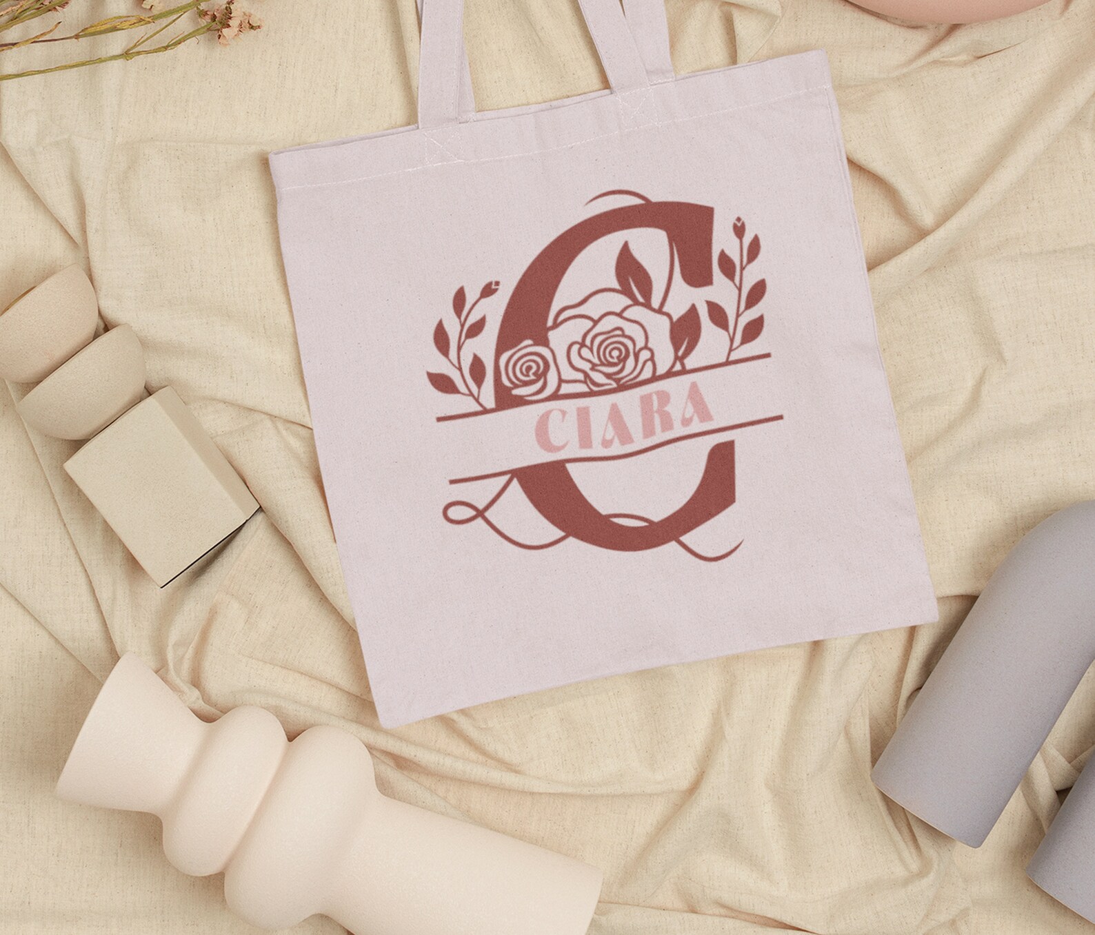 Rose Split Monogram Letters SVG Floral Alphabet Designs for DIY Crafts ...