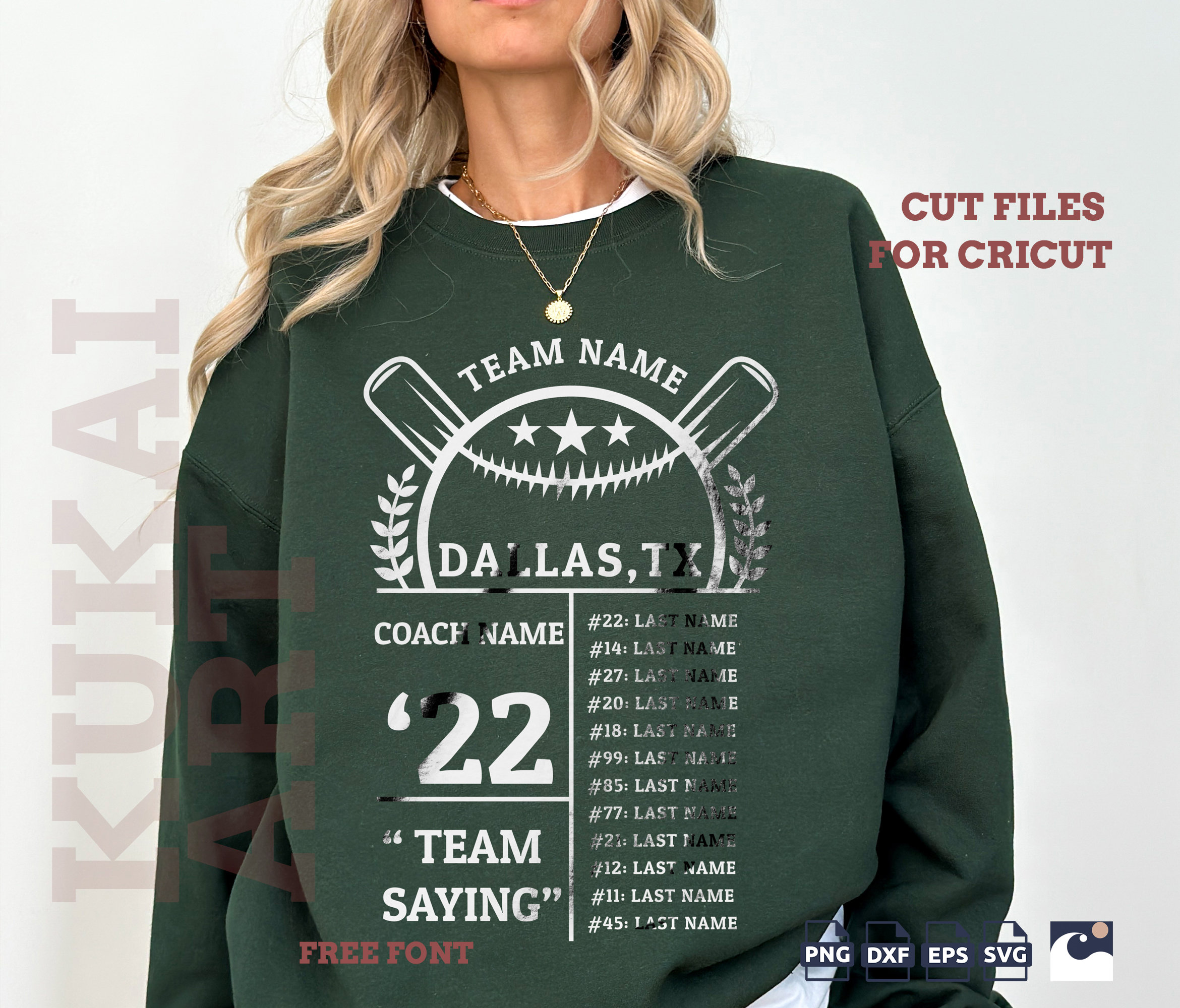 Customizable Baseball Roster Template, Baseball Svg Dxf, Softball Svg ...