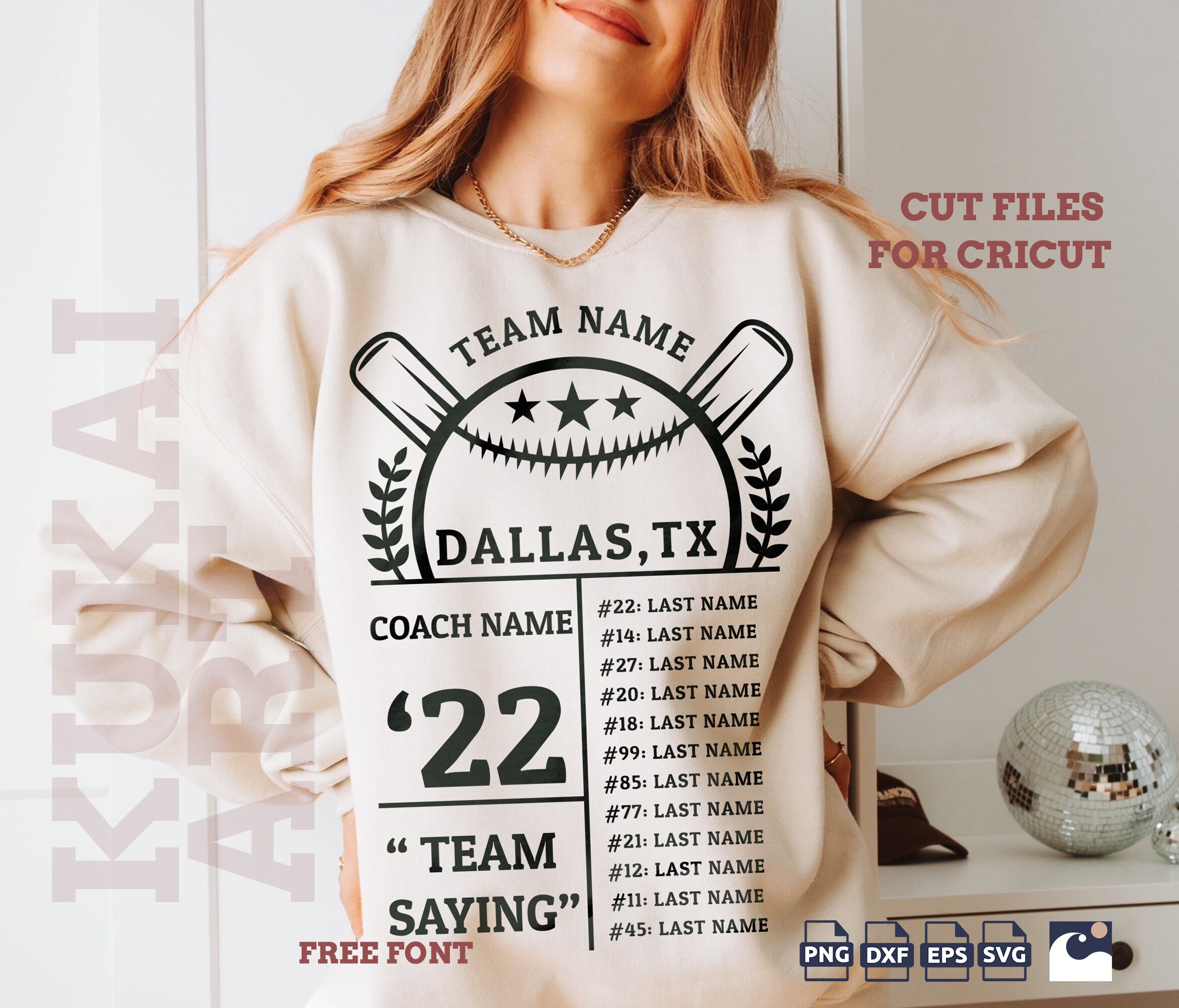 Customizable Baseball Roster Template, Baseball Svg Dxf, Softball Svg ...