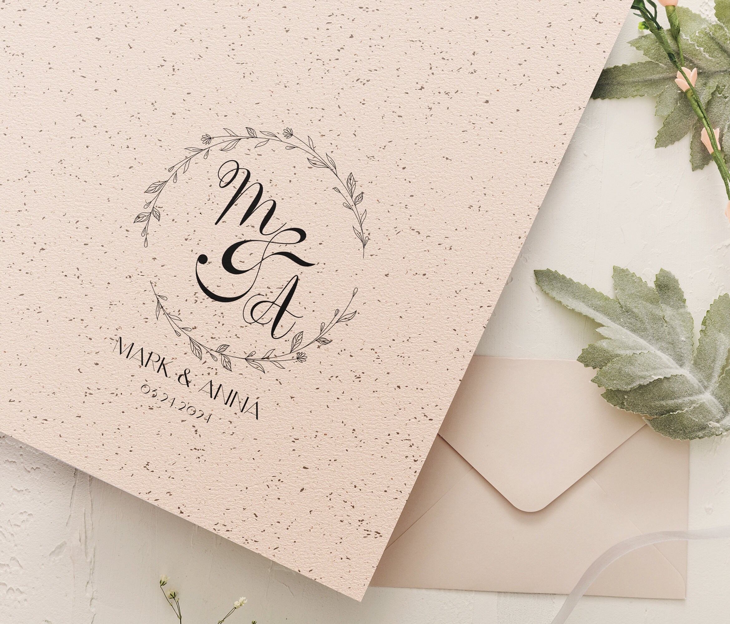 Floral Wedding Logo Monogram, Custom Wedding Logo, Flower Wedding Logo ...