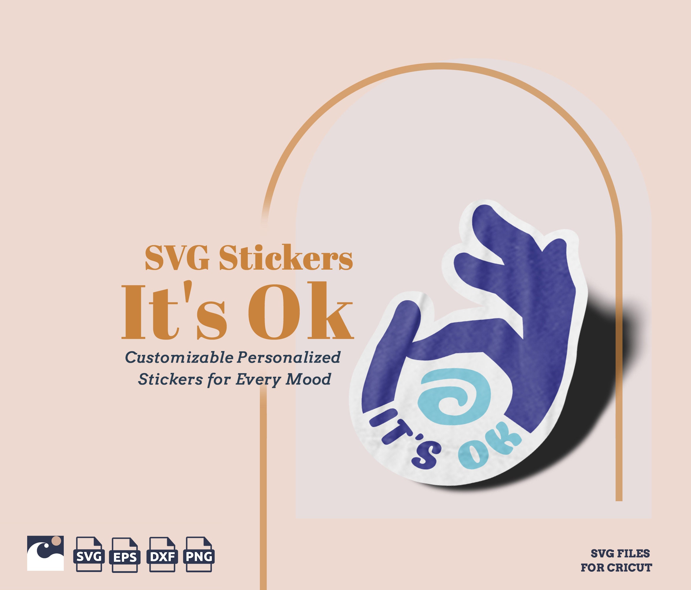 It's Ok Svg, Personalized Stickers Svg, Inspirational Quote, Ok Hand ...