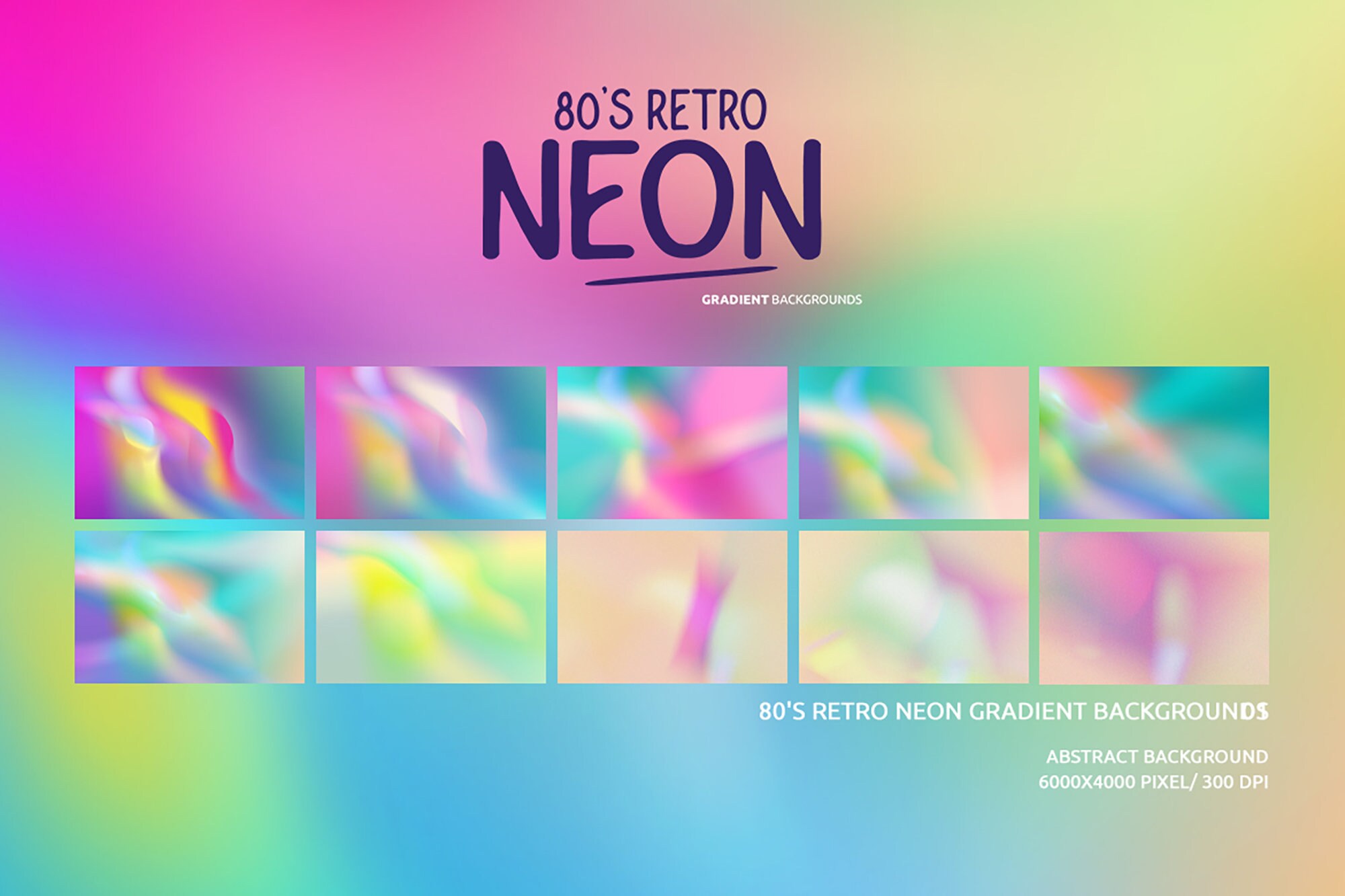80's Retro Neon Gradient Backgrounds Digital Background - Etsy